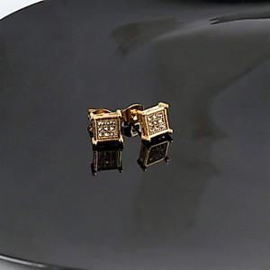 NEWITIN 12 Pairs Stainless Steel Stud Earrings for Men Hypoallergenic Earrings Inlaid Cubic Zirconia Men Earrings Hoop Earrings Stud Earrings for Women Men