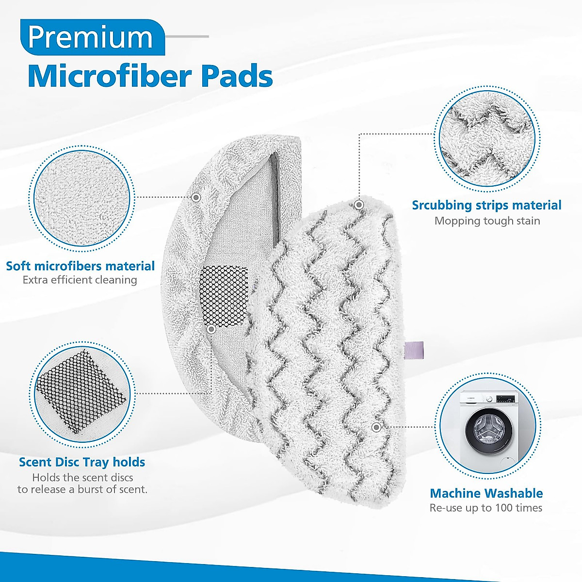 1940 Bissell Steam Mop Pads for Bissell PowerFresh Steam Mop 1806 1544 1440 2075A 2685A 1940W 19404 Series, Model 19402 19408 1940a 1940f 1940q 1940t B0006 B0017, Part #5938#203-2633, 4 Pack