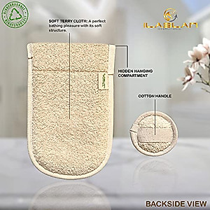 Loofah Exfoliating Body Scrubber, Face Exfoliator Pad, Loufa Glove, Dual Side, Luffa for Women and Men, Loofa, Bath Sponge, Shower Mitt, Feel The Naturalness (Pack of 1)