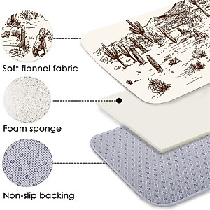 Kitchen Rug Set of 2 Western Country Theme of American Wild West Desert Cowboy Comfort Standing Mat Chef Floor Mats Washable Doormat Anti Fatigue Non-Slip Kitchen Runner Rugs Bedroom Area Carpet