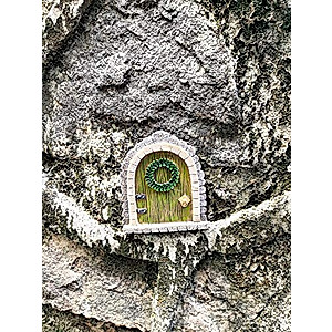 MUAMAX Fairy Garden Door Accessories Miniature Fairy Doors Wall Indoor/Outdoor Mystical Door for Tree Trunk (Brown)