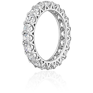 Amazon Essentials Platinum-Plated Sterling Silver Infinite Elements Cubic Zirconia Asscher-cut Eternity Band Ring, Size 6, (previously Amazon Collection)