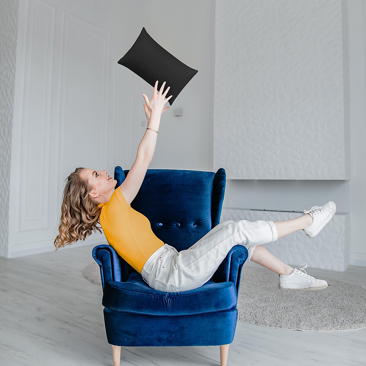 Utopia Bedding Throw Pillows Insert (Pack of 2, Black) - 12 x 20 Inches Bed and Couch Pillows - Indoor Decorative Pillow