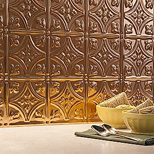FASÄDE Traditional Style/Pattern 1 Decorative Vinyl 18in x 24in Backsplash Panel in Polished Copper (5 Pack)