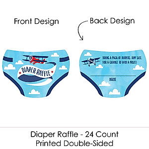 Big Dot of Happiness Taking Flight - Airplane - Diaper Shaped Raffle Ticket Inserts - Vintage Plane Baby Shower Activities - Diaper Raffle Game - Set of 24