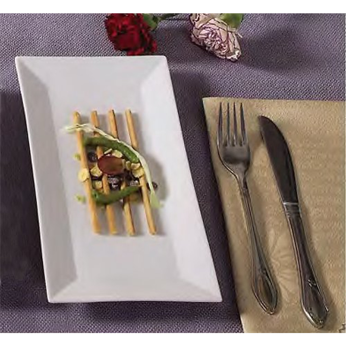 CAC China KSE-13 Kingsquare Porcelain Rectangular Platter, 11-1/2" x 6-1/4", Super White, Box of 12