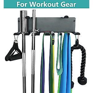Alvade Home Gym Storage Rack, Barbell Rack Weight Room Organizer Prong Gym Equipment Storage Rack for Gym Accessories Like Fitness Bands,Resistance Bands,Straps,Foam Rollers,Barbell (double layer)