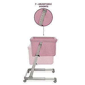 Dream On Me Seashell Bassinet & Bedside Sleeper in Rose, Lightweight Easy Folding and Height Adjustable Baby Bassinet, Mattress Pad Included, JPMA Certified