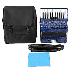 26 Key 48 Bass Piano Accordion, Professional Accordion with Accordion Backpack and Shoulder Strap Celluloid Accordion for Daily Practice Music Performance
