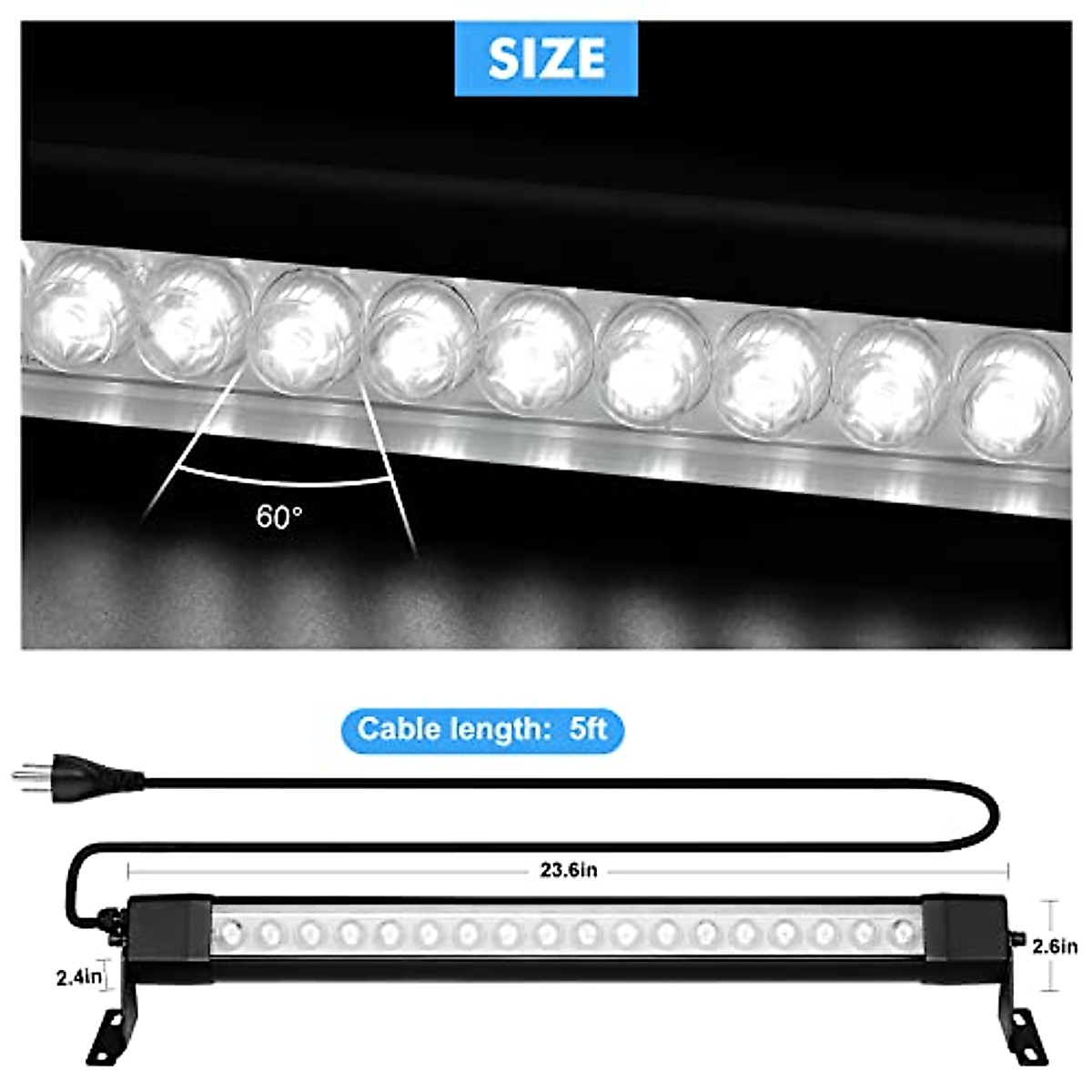 nanzgecc New Upgraded Wall Washer Light,18W 2ft 5000K Daylight White Wall Wash Lighting,IP67 Waterproof Outdoor Indoor Bar Lights,120V LED Light Bar for Your Garden, Yard,Backyards,Walls, Etc.