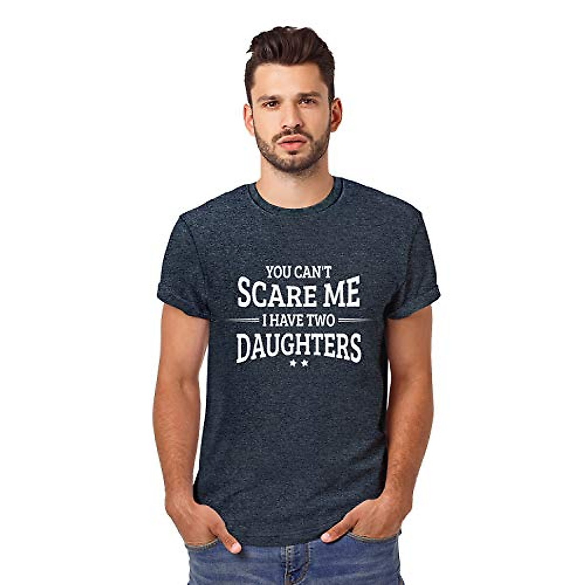 You Can't Scare me i Have Two Daughters Funny Gifts for dad Daddy Father Men Shirt (Charcoal Black, Medium)