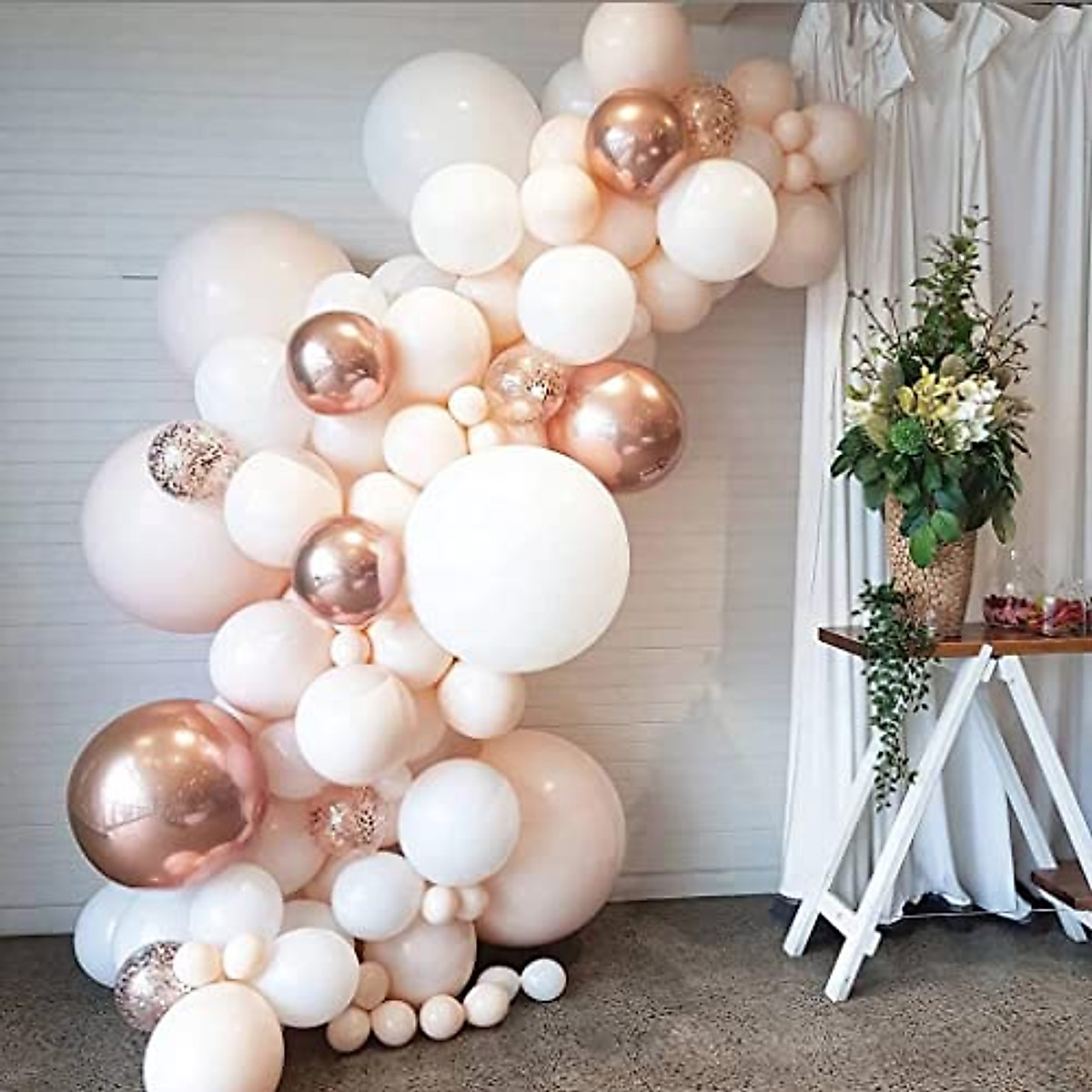 BParty 156PCS Pink Rose Gold Balloon Garland Arch Kit Pink Rose Gold Confetti Chrome Gold Balloons 4D Rose Gold Balloon for Girl Birthday Bridal Shower Baby Shower Decorations (Rose Gold Pink)