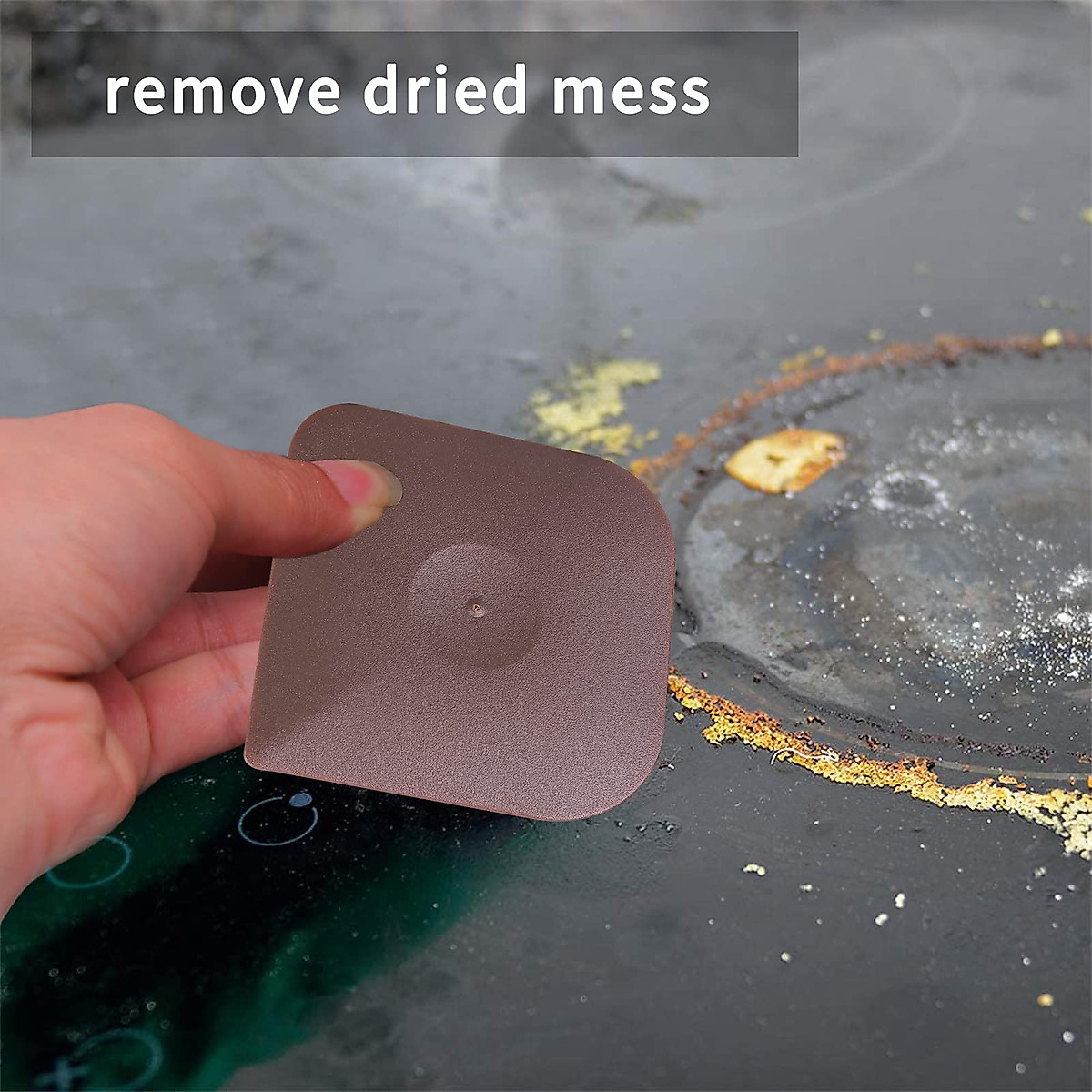 Pan Scrapers Dish Scraper Tool Set, 3Pack Cast iron Cleaner Food Polycarbonate Plastic Pot Scraper, Iron Skillet Scrubber for Cleaning Grease, Kitchen Scrapper (Brown)