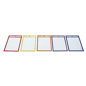 hand2mind Reusable Clear-Vu Dry Erase Pockets for Students, Dry Erase Office Supplies, Teacher Supplies for Classroom, School Supplies, Classroom Supplies (Pack of 5)
