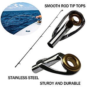 THKFISH Saltwater Rod Tip Repair Kit Heavy Duty Rod Repair Kit Stainless Steel Ceramics Fishing Rod Replacement Tips 30pcs