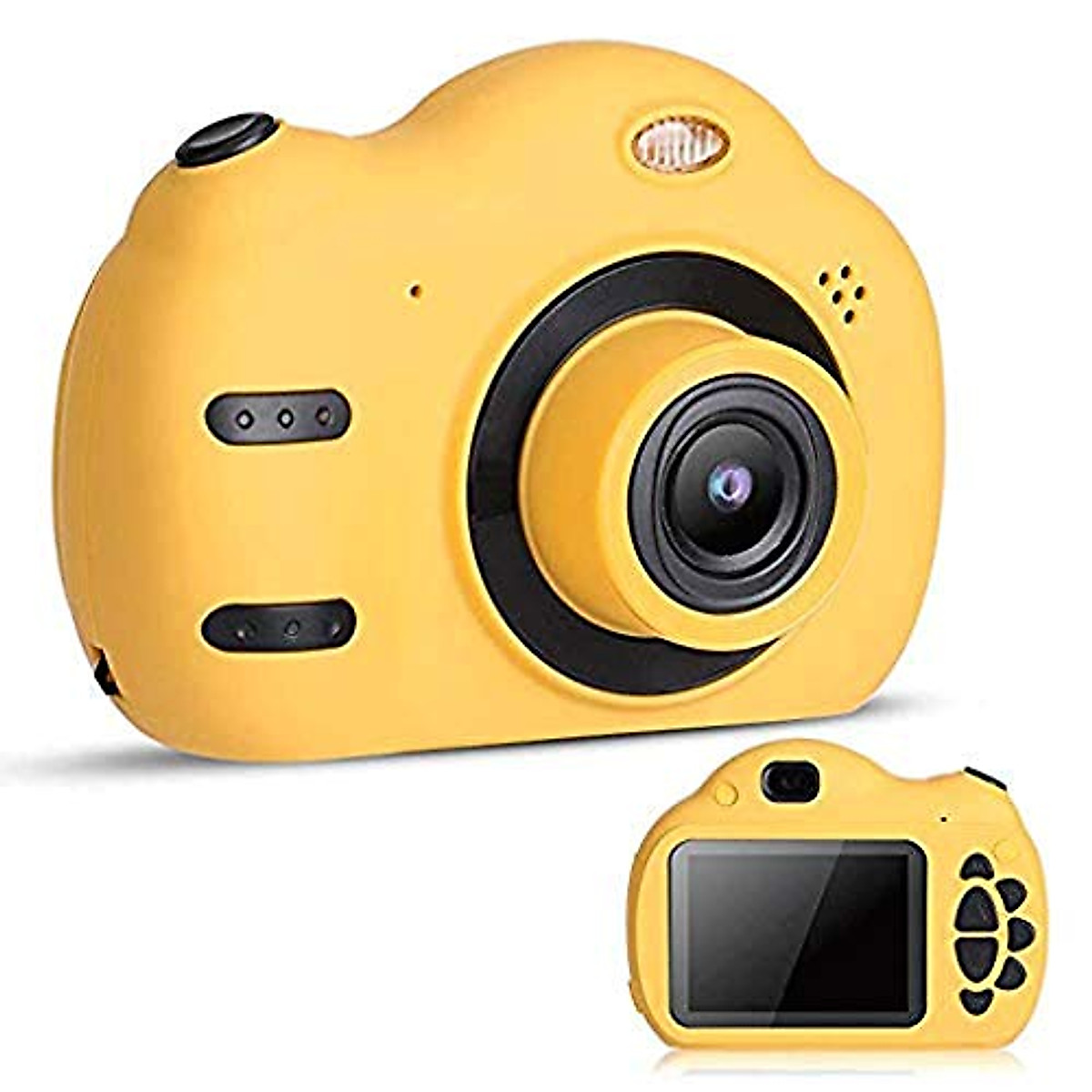 LKYBOA Photo Camera Cartoon Child Camera -Kids Camera, Kids Digital Camera Screen Selfie Video Camera with Cartoon Silicone Case (Color : Yellow)