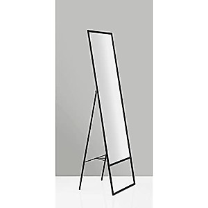 Adesso Alfred Full Length Simple, Modern Matte Black Floor Mirror with Folding Frame