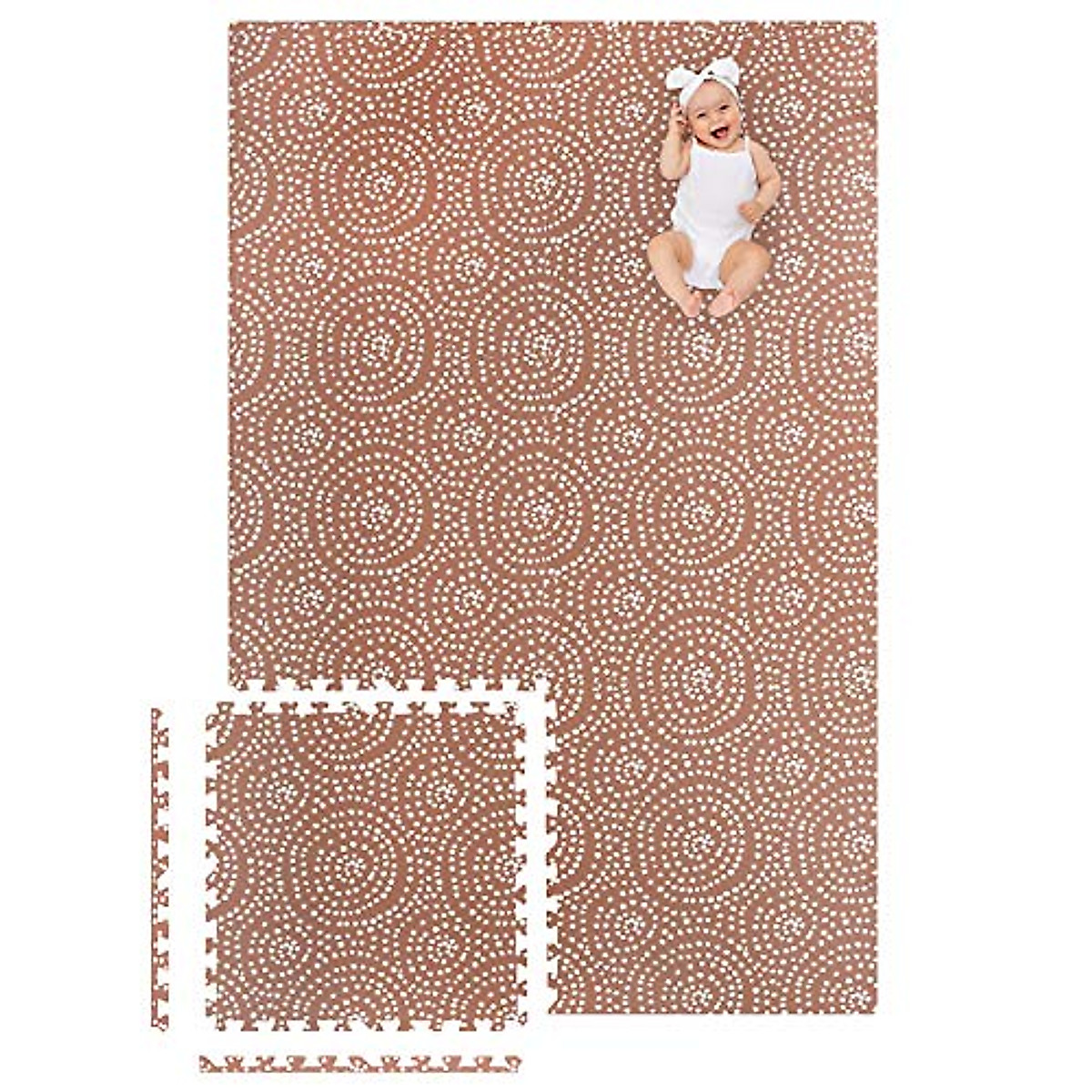 Soft Step Play Mat - Extra Large 4ft x 6ft Non-Toxic Creative Baby Play Mat - Interlocking Foam Tiles for Toddlers and Kids (Circular Dots)