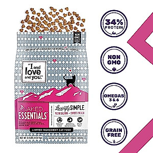 "I and love and you" Lovingly Simple Dry Cat Food, Salmon and Sweet Potato Recipe, Limited Ingredient Formula, Poultry Free, For Allergies and Healthy Skin, Grain Free, 3.4lb Bag
