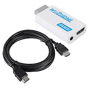 Aokin Wii to HDMI Converter, Wii to HDMI Adapter 1080P 720P Output Video with 3.5mm Audio Jack, fit for Wii Connect HDTV, Monitor - Supports All Wii Display Modes, Includes 1.5m/4.9feet HDMI Cable