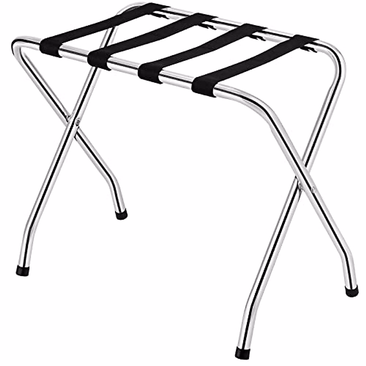 GOFLAME Folding Luggage Rack, Chrome Metal Suitcase Stand for Guest Room, Bedroom, Hotel, No Assembly Required