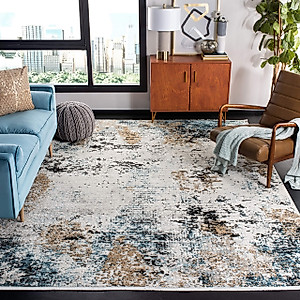 SAFAVIEH Shivan Collection 9' x 12' Ivory/Grey SHV742A Modern Abstract Non-Shedding Living Room Bedroom Dining Home Office Area Rug