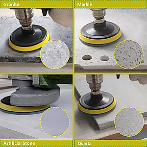 SANLEETEK Dry Diamond Polishing Pads 4"/100mm - 8pcs 50x3/100x2/200/400/800 Polish Pad Kit with 5/8"-11 Backer Pad+Adapter for Granite Marble Artificial Stone Quartz for Angle Grinder