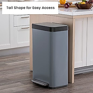 Home Zone Living 18.5 Gallon Large Capacity Kitchen Trash Can, Tall Stainless Steel Liner-Free Body, 70 Liter Capacity, Matte Black, Virtuoso Series