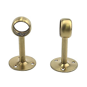 Coshar 4 PCS 1-Inch(25mm) Dia. Heavy Duty Stainless Steel Shower Curtain Closet Curtain Rod Holder Ceiling-Mounted & Wall-Mounted Bracket Closet Pole Flange Sockets Drapery Rods Supports - Gold