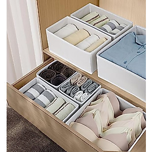 12 Pack Drawer Organizers for Clothing, Foldable Clothes Drawer Organizer for Underwear, Folded Clothes, Baby Clothing, Socks, Bra, Towels, Ties - Multi-pack Clothes Organizer Storage Box (White)