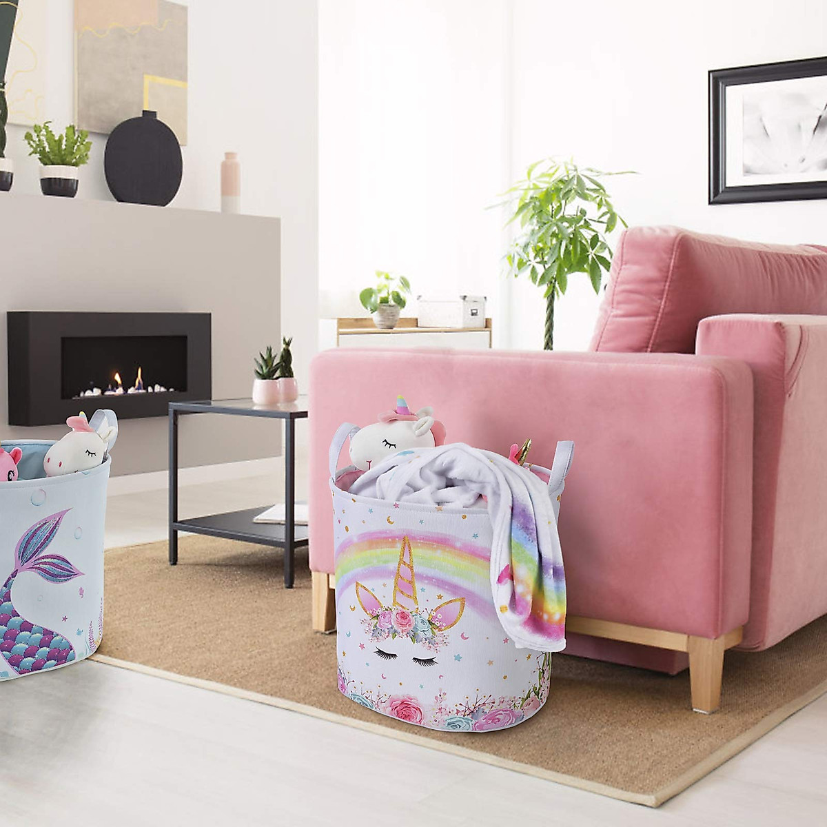 Unicorn Laundry Hamper - Collapsible Fabric Storage Bins Laundry Storage Basket for Kids Baby Gift Baskets Toys Clothes Shoes Bedroom Home Organizer Nursery Hampers