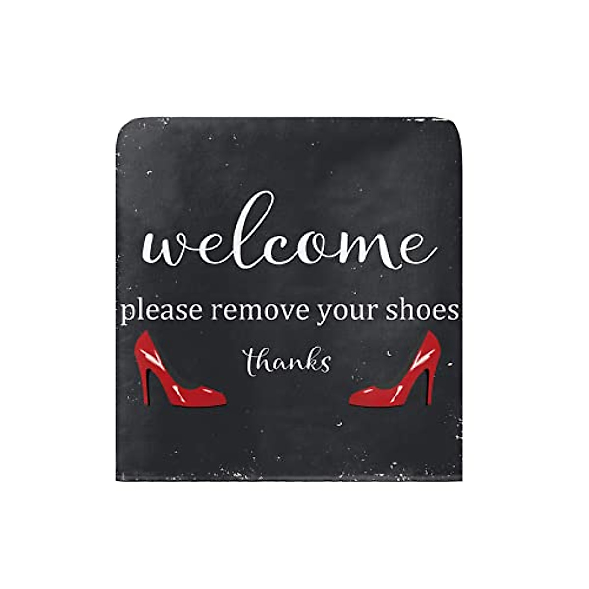 Maliyand Chair Back Cover, Welcome Please Remove Your Shoes Thanks Vintage Red High Heel Black Chair Covers Removable Chair Protector Slipcover for Dining Room, Kitchen, Restaurant, Set of 8