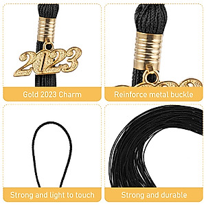 2023 Tassel Graduation-2Pcs Graduation Tassel Charms for Graduation Cap, Graduation Tassel 2023 for Graduate Hats, Academic Graduation Cap Tassel Charms (Black)