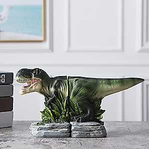 Banllis Dinosaur Bookends Decorative Book Ends to Hold Books Heavy Duty, Nonskid Book Stopper Resin Bookends for Shelves for Books Holder Home and Office Decor and idea Kids Gift
