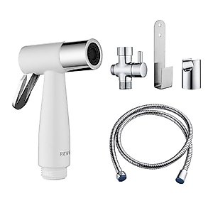 Handheld Bidet Sprayer for Toilet,REWEE White Color Plastic Bidet Attachment for Toilet,Cloth Diaper Bidet Toilet Sprayer