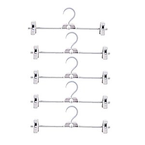 OUNONA Multifunction Space- Clothes Drying Saving Plastic White Space Hook Clip Adjustable Creative Rack Swivel Slip Pant Durable Clothing Stackable Slacks Hangers with Beige Tier On