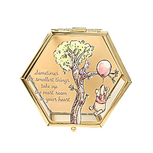 Disney Winnie the Pooh Jewelry Box - Glass Jewelry Case with Pooh and Piglet Design Jewelry Box, Officially Licensed