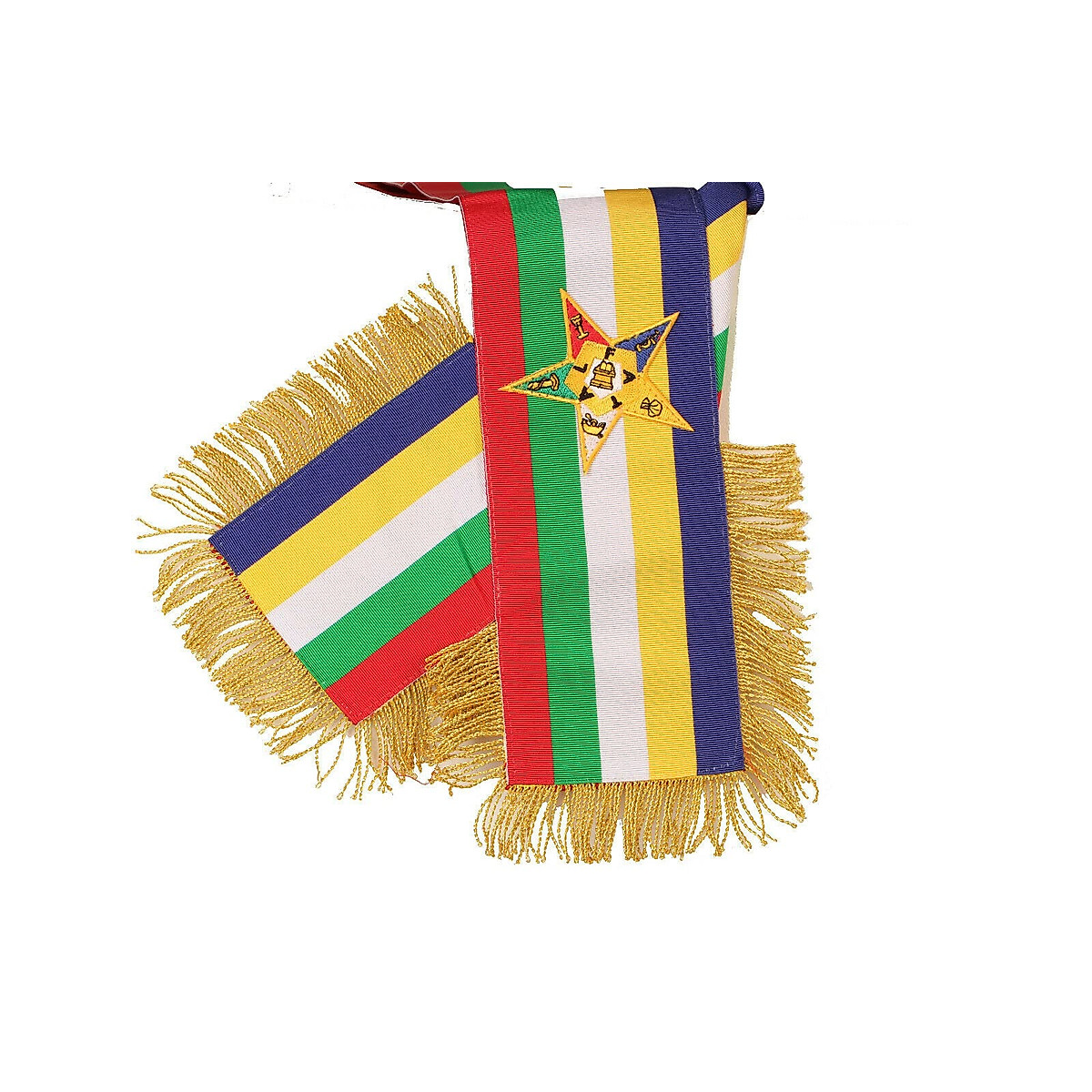 Masonic Order of the Eastern Star OES Five Color Sash With Red Lining Lot Of 5, standard size