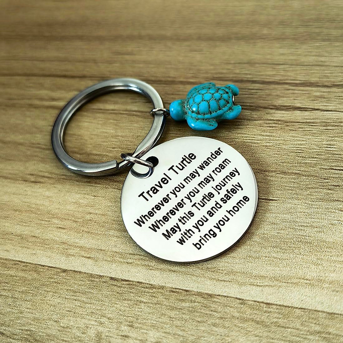 Meimimix Travel Turtle Keychain Wherever You May Wander Good Luck Charm Jewellery for Family Friends