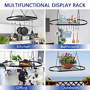 Vipush Ceiling Pot Rack, Pot and Pan Rack Mounted Cookware Storage Rack - Hanging Pot and Pan Hanging Rack Organizer with 10 Hooks for Kitchen Organization, 31.5 x 15.7inch