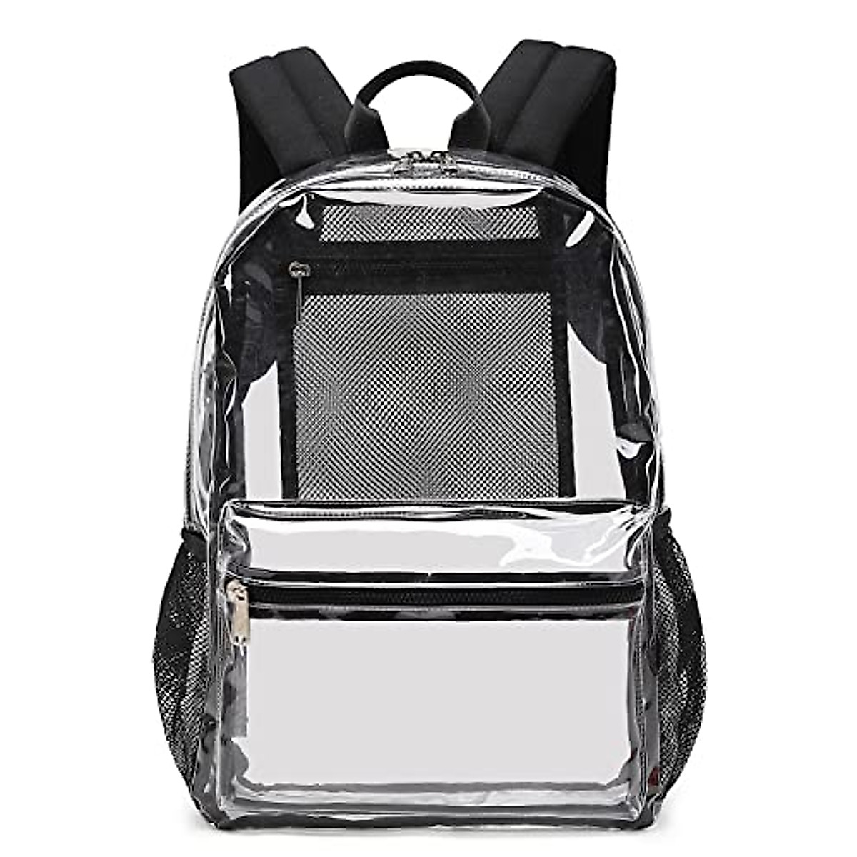 abshoo Heavy Duty Clear Backpack For School Approved Transparent Clear Bookbag (Black)