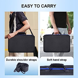 ZORETCO Carrying Case Compatible with PS5,Hard-Shell Travel Bag Holds PlayStation 5 Console,Wireless DualSense Controllers,Base,Games and Accessories (Black Blue)