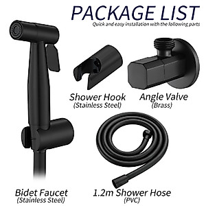 Yalsfowe Handheld Bidet Sprayer Stainless Steel, Bathroom Bidet Sprayer Set, Bidet shower for Toilet, Pet Shower, Muslim Shower, Baby Cloth Diaper Sprayer, Wall Mount,Black