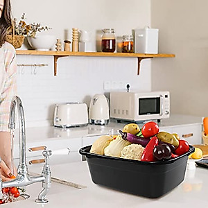 HOMMP 3-Pack 18 Quart Large Dishpan Wash Basin, Commercial Tote Bus Boxes