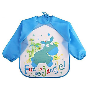 EchoDone 4 Packs Waterproof Children's Art Smock Kids Painting Aprons Long Sleeve Smock for Eating 1-4 Years