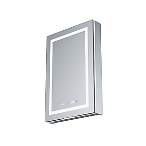 cieloshinerico Smart LED Medicine Cabinet with Mirror, 24W×36H Inch Bathroom Storage Medicine Cabinet, 3 Color Stepless Dimming & Anti-Fog, 10x Magnifier, Night Light, Right Hinge