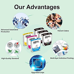 MS DEER Upgraded Compatible 88 Ink Cartridges Replacement for HP 88 XL High Yield for OfficeJet Pro K550 K5400 K8600 L7000 L7500 L7550 L7600 Printer (3 Black, 1 Cyan, 1 Magenta, 1 Yellow) 6 Pack