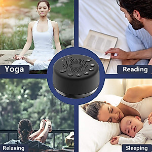 Easysleep Sound White Noise Machine with 25 Soothing Sounds and Memory Function 32 Levels of Volume and 5 Sleep Timer Powered by AC or USB for Sleeping Relaxation (Black-No Light)