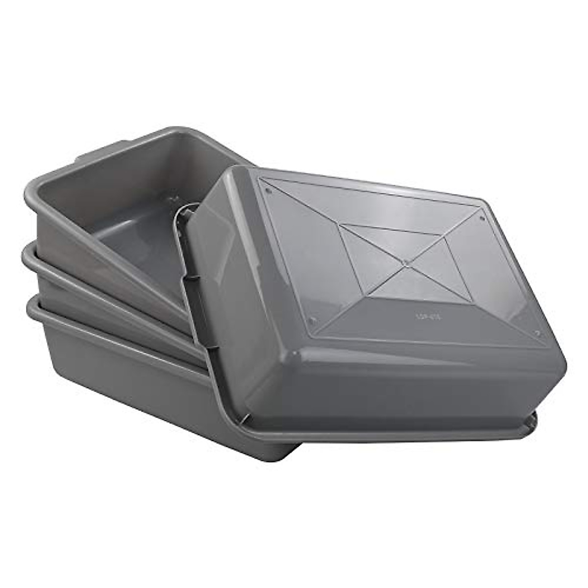 Jandson Gray Commercial Bus Tubs, 4 Pack Small Dish Pan Basin Plastic (8 L)