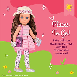 Glitter Girls - 14-inch Doll Clothes - Places To Go Purse & Accessory Set - Floral Hat, Music Player, Travel Mug, Bracelet - Toys for Kids Ages 3 & Up